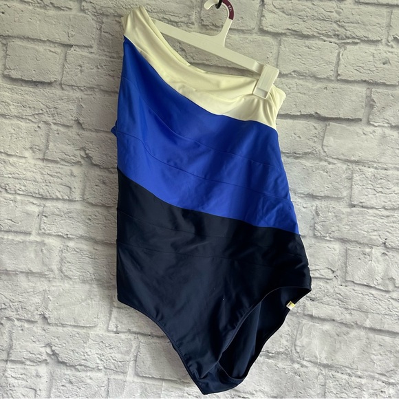 summersalt | Swim | Preowned Summersalt One Shoulder Blue Colorblock ...